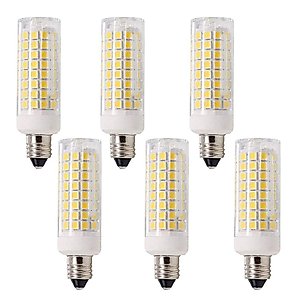 Lxcom Lighting Dimmable E11 LED Corn Bulb 10W Mini Ceramic Candelabra Bulbs (6 Pack)- 102 LEDs 2835 SMD 100W Equivalent Warm White 3000K T3/T4 JDE11 120V Lamp for Chandeliers Cabinet Lighting