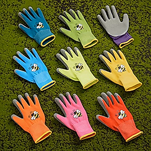 18 Pairs Kids Gardening Gloves Children Garden Glove Foam Rubber Coated Yard Work Gloves for Kids Toddlers Youth Boys Girls (Medium (Age 6-8))