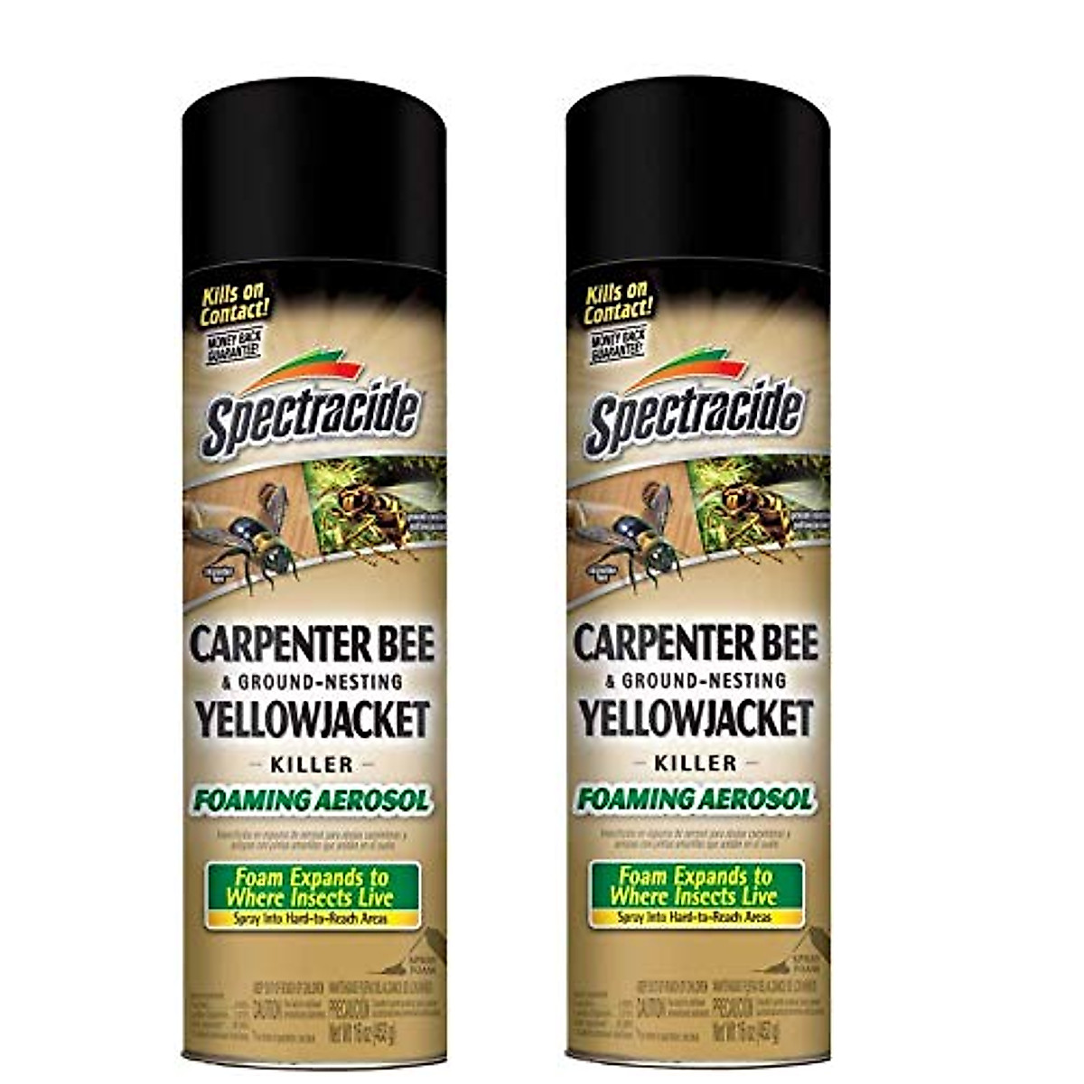 Spectracide Carpenter Bee & Ground-Nesting Yellowjacket Killer Foaming Aerosol (HG-53371) (Pack of 2), for Insects