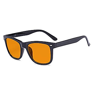 Eyekepper Large Frame Blue Blocking Glasses - Anti Digital Glare Readers with Orange Tinted Reduce Filter Lens UV Protection Computer Reading Glasses Women - Black +3.00