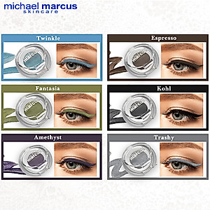 michael marcus Makeup Cake Eye Liner & Eyeliner Brush (Espresso) - Water Activated Dry Pressed, Long-Lasting & Smudge Resistant Eyeliner - Cruelty & Paraben Free - For Beginner & Pro Makeup Artist