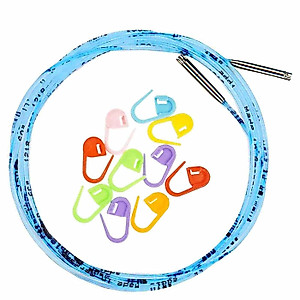 addi Click Interchangeable Cord for 5 inch (Standard) Turbo, Rocket and Rocket 2 Squared Circular Tips Actual 50 inch (127cm) Makes 60 inch (150cm) Needle with 10 Colorful Stitch Markers