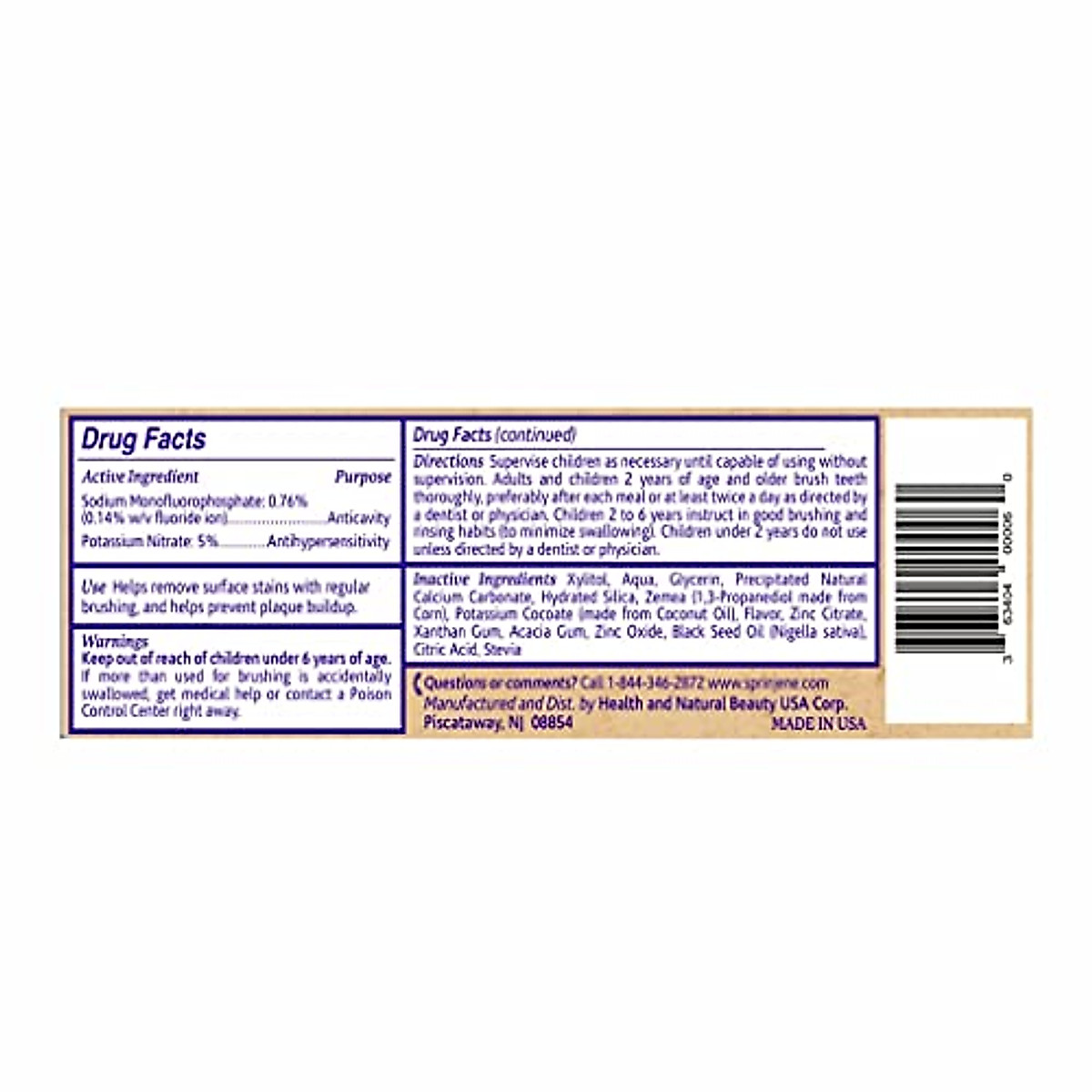 Sprinjene Toothpaste Sensitive Teeth & Gum with Fluoride Cavity Protection Natural Non Toxic SLS Free Toothpaste for Fresh Breath Dry Mouth, Preservative Free, Black Seed Oil & Zinc 2 Pack (Original)