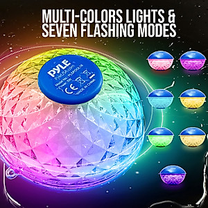 PyleUsa Floating Pool Speaker with Lights, IP68 Waterproof Portable Bluetooth Speakers,Stereo Surround Sound Outdoor Wireless Speaker for Pool Beach Shower Hot Tub Travel,50 ft Range,USB Rechargeable