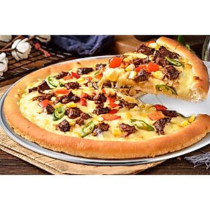 TeamFar Pizza Pan, 13.4 inch Stainless Steel Pizza Pan Set Large Pizza Oven Pans Tray for Baking Serving, Healthy & Heavy Duty, Oven & Dishwasher Safe - 2 Piece