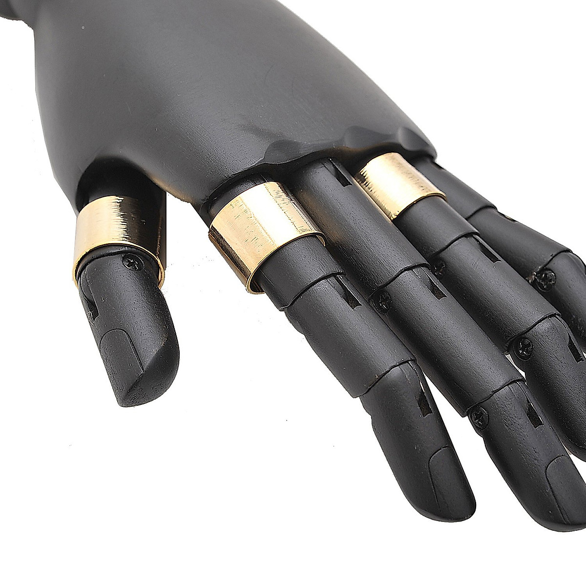 Spinningdaisy Adjustable Brushed Metal Tube Knuckle Ring Set of 3 (Gold Plated)