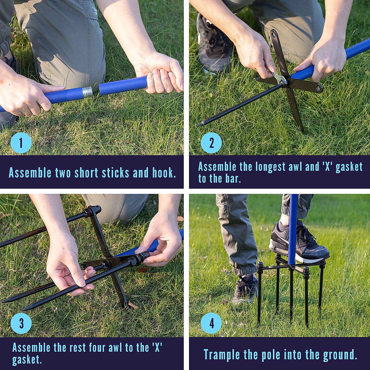 KIAYACI String Light Poles, 8 feet Sturdy Outdoor Light Pole for Hanging String Lights or Flag, Backyard, Garden, Patio, Deck Lighting Stand for BBQ, Party, Wedding-White