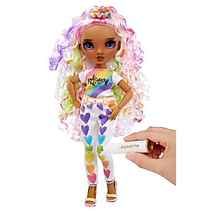Rainbow High Color & Create Fashion DIY Doll with Washable Rainbow Markers, Purple Eyes, Curly Hair, Bonus Top & Shoes. Color, Create, Play, Rinse and Repeat. Creative 4-12+