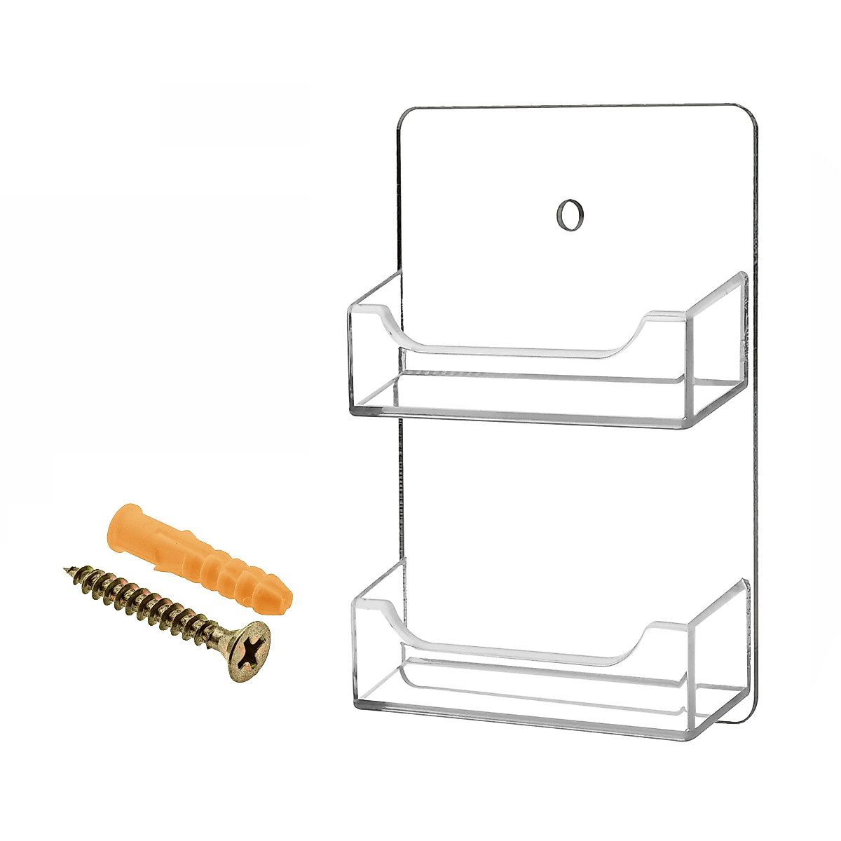 Business Card Holder Wall Mount 2 Slot Clear Acrylic Multi Pocket with Hardware Gift Card or Appointment Cards Display Rack Holds 3.5" x 2" Cards by Marketing Holders