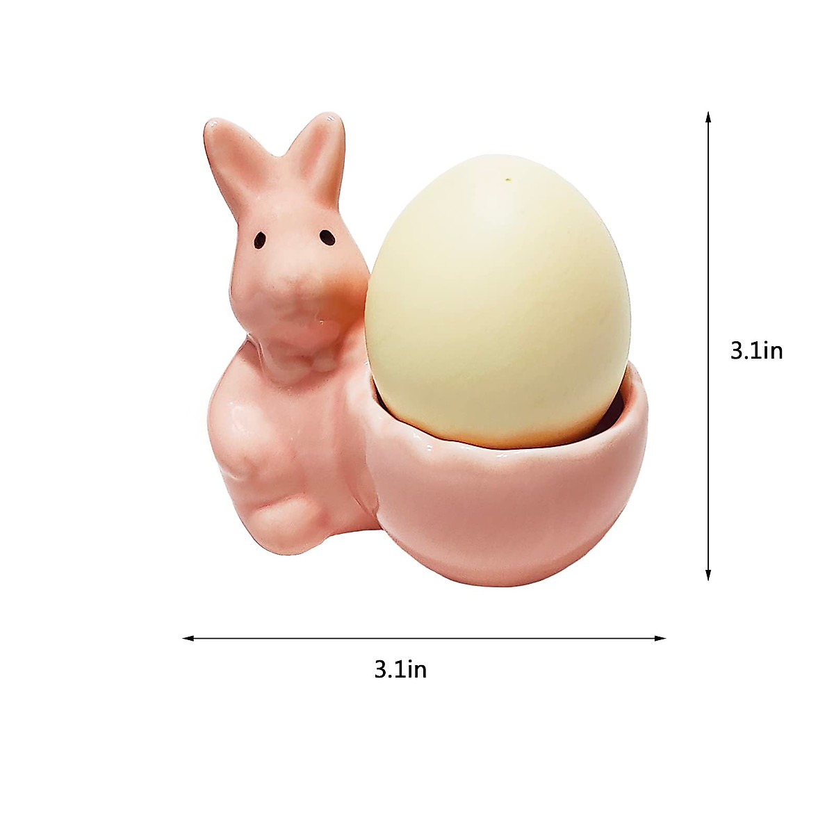 MaoYaMao Ceramic Rabbit Egg Cup Easter Bunny Egg Stand Holder for Hard Boiled Eggs (Pink)