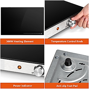 Giantex 2 Packs Electric Warming Tray, 22''x15'' Hot Plate with Adjustable Temperature Control, Stainless Steel Frame & Tempered Glass Surface, Food Warmer Buffets Server for Party Events