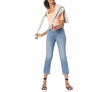 Amazon Essentials Women's Slim-Fit Half Sleeve Square Neck T-Shirt, Coral Orange, Medium