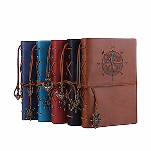 MALEDEN Leather Writing Journal Notebook, Classic Spiral Bound Notebook Refillable Diary Sketchbook Gifts with Unlined Travel Journals to Write in for Girls and Boys (Sky Blue)