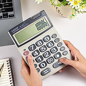 4 Pcs Desktop Calculator Bulk 12 Digit with Large LCD Display and Big Buttons Office Desktop Calculator with Sensitive Button Battery Dual Power for School Student