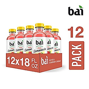 Bai Flavored Water, São Paulo Strawberry Lemonade, Antioxidant Infused Drinks, 18 Fluid Ounce Bottle (Pack of 12)