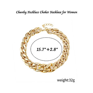 YANCHUN Chunky Necklace Choker Necklace for Women Dainty Gold Necklace Stack 90s Punk Style Necklace Summer Outfits for Women 2024