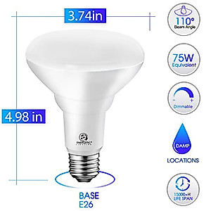 Energetic 6 Pack LED Flood Light Bulbs, 900LM, 11W=75W, Dimmable LED can Light Bulbs, Daylight 5000K, E26 Base, UL Listed, Damp Rated