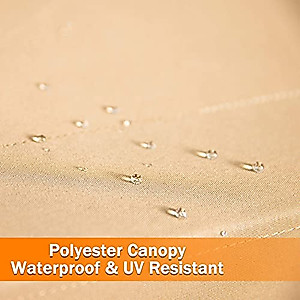 Sunnyglade 6.6'L x 6.5'W Patio Double Chaise Lounge Bed with Canopy,Headrest Pillow and Wheels,Portable Outdoor Hammock Bed for Backyard,Lawn,Garden,Courtyard,Brown