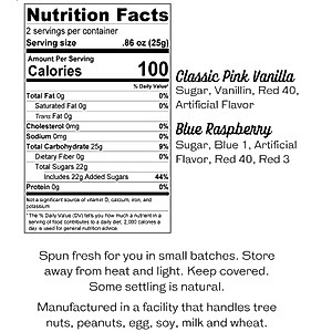 Blue Raspberry & Classic Pink Vanilla Gourmet Flavored Cotton Candy (24 Pack) – Unique Idea for Holidays, Birthdays, Gag Gifts, Party Favors…