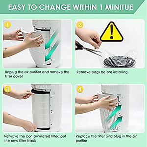 HSIAMEN AP-PET35FL AP-T30 Filter Compatible with HoMedics Air Purifier Filter Replacement for AP-T30 AP-T30WT PetPlus AP-PET35-WT AP-PET35, Part# AP-T30FL AP-PET35FL True HEPA, White 1-Pack