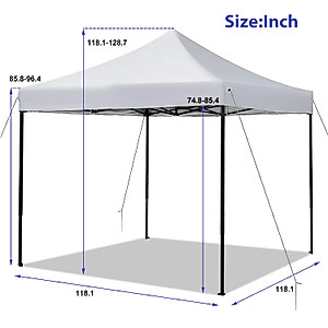 10x10 FT Pop up Canopy Tent, Outdoor Commercial Folding Canopy Tents Big Party Tent with Wheeled Carry Bag, 4 Weight Sand Bag, Stakes and Ropes, for Flea Market Garden Backyard, White