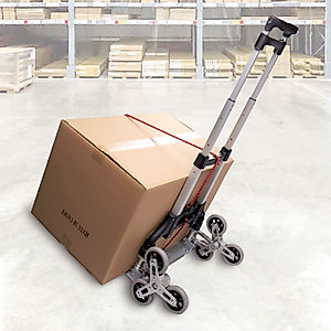Stair Climbing Cart, Folding Hand Truck, Aluminum Alloy Luggage Moving Trolley Cart Heavy Duty with Bungee Cord, Grocery Shopping Cart with TPR Wheels and Telescoping Handle Outdoor Office
