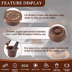 Reusable espresso Capsules Refillable Coffee Pods - Coffee Capsule Filter Compatible With Nespresso Coffee Machines - Replacement for Nespresso Food Grade Coffee Filter Capsule - 6 Pack