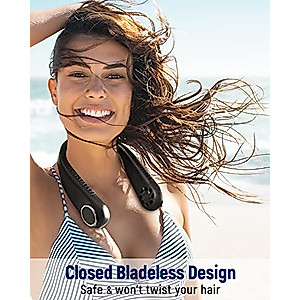 Hoizoxee 4000mAh Portable Fan, Wearable Bladeless Neck Fan, Battery Powered Personal Fan，Suitable for Indoor and Outdoor Sports,Home,Office,Travel