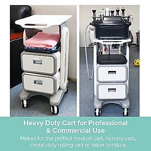 Professional Utility Cart with Wheels - Dental Office Rolling Cart with Drawers - Medical Trolley Cart - Rolling Storage Cart for Cavitation Machine, Esthetician Supplies, Lab Tools - Salon Trolley