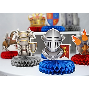 9 Pieces Knights Decorations Knight Birthday Party Supplies Medieval Honeycomb Centerpieces Castle Table Centerpieces Medieval Table Topper Centerpieces for Medieval Party Supplies