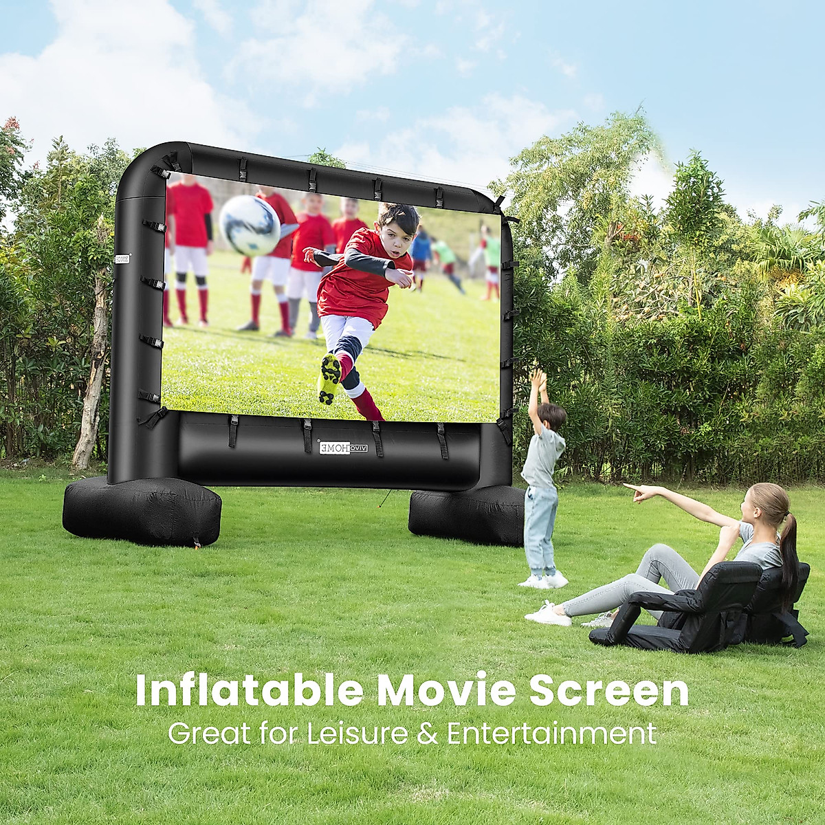 VIVOHOME 24 FT Inflatable Projector Screen for Outside, Blow Up Movie Screen Outdoor Use, Mega Large TV Screen with Carry Bag for Backyard, Tube Leg Support