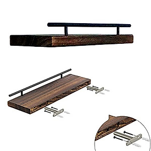 HOBBYMATE Floating Shelves | Rustic Shelf for Photo Picture Plant Display Invisible Installation Bracket, Versatile Iron Rail (Pack of 2)