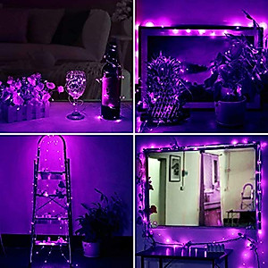 BOLWEO 10Ft 30 LED Purple Fairy Lights Battery Operated String Lights Starry for Bedroom Decor Diwali Halloween Christmas Lights Tree Wedding Party Decoration