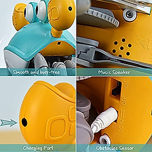 Dusja Sensing Escape Crawling Crab, Tummy Time Baby Toy with Music& Lights, Interactive Kids Infant Learning and Entertainment Fun Toy Birthday Gift (Green)
