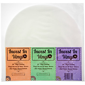 50 LP Inner Sleeves Anti Static Round Bottom 33 RPM 12" Vinyl Record Sleeves Provide Your LP Collection with The Proper Protection - Invest In Vinyl