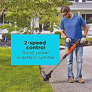 BLACK+DECKER 20V MAX String Trimmer, 2-Speed, 12-Inch, Cordless (LST522)