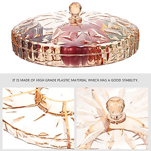 YARDWE Snack Tray with Lid Plastic Candy Box Nut Holder Round Dried Fruit Box Tray European Style Appetizer Tray with Cover Dry Food Storage Organizer Dish Platter 30cm