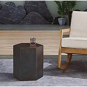 Ball & Cast End Concrete Accent Side Table, Rust Brown