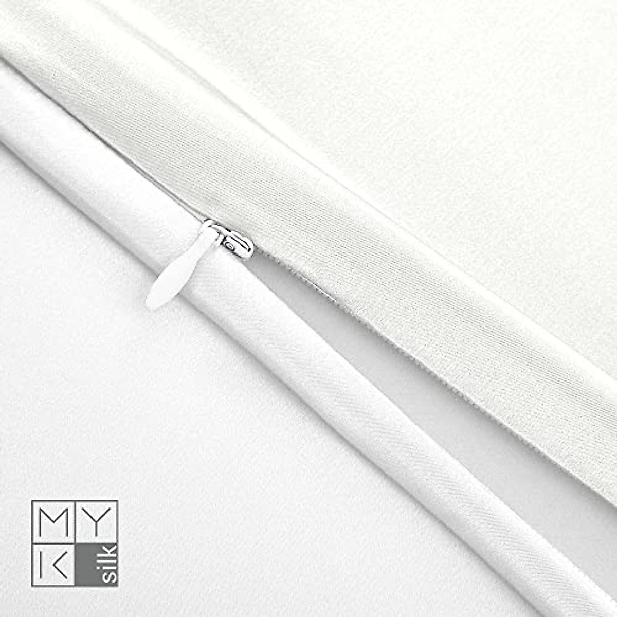 MYK Silk Pure Natural Mulberry Silk Pillowcase, 19 Momme with Cotton Underside for Hair & Skin, Oeko-TEX Certified, Hypoallergenic, Curly Friendly, Standard Size in Undyed Ivory White