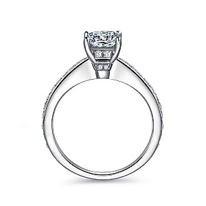 HAFEEZ CENTER True D Color 1 Carat Princess Cut Moissanite Engagement Rings for Women, D Color VVS1 Clarity Moissanite Ring (Moissanite, 7.5)