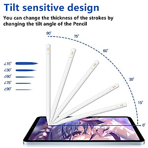 Stylus Pen with Charging Case Palm Rejection Stylus Pen Compatible with Apple iPad Pro 11 & 12.9 inch, iPad 9th/8th/7th/6th Gen, iPad Air 4th/3rd Gen,iPad Mini 6th/5th Gen