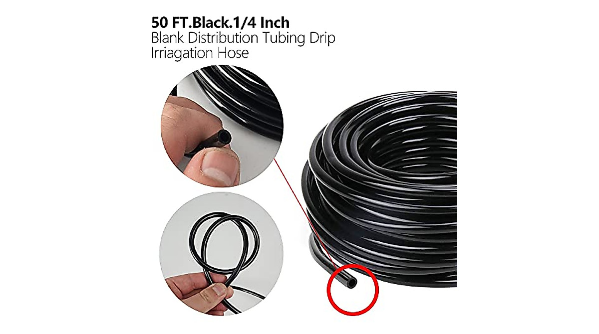 Hourleey 50ft 1/4" Drip Irrigation Tubing - Flexible & Durable