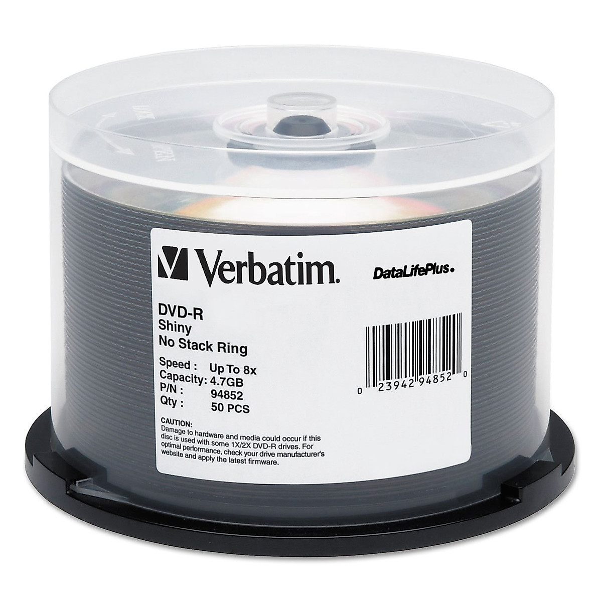 Verbatim DVD-R 4.7GB 8X DataLifePlus Shiny Silver Silk Screen Printable - 50pk Spindle