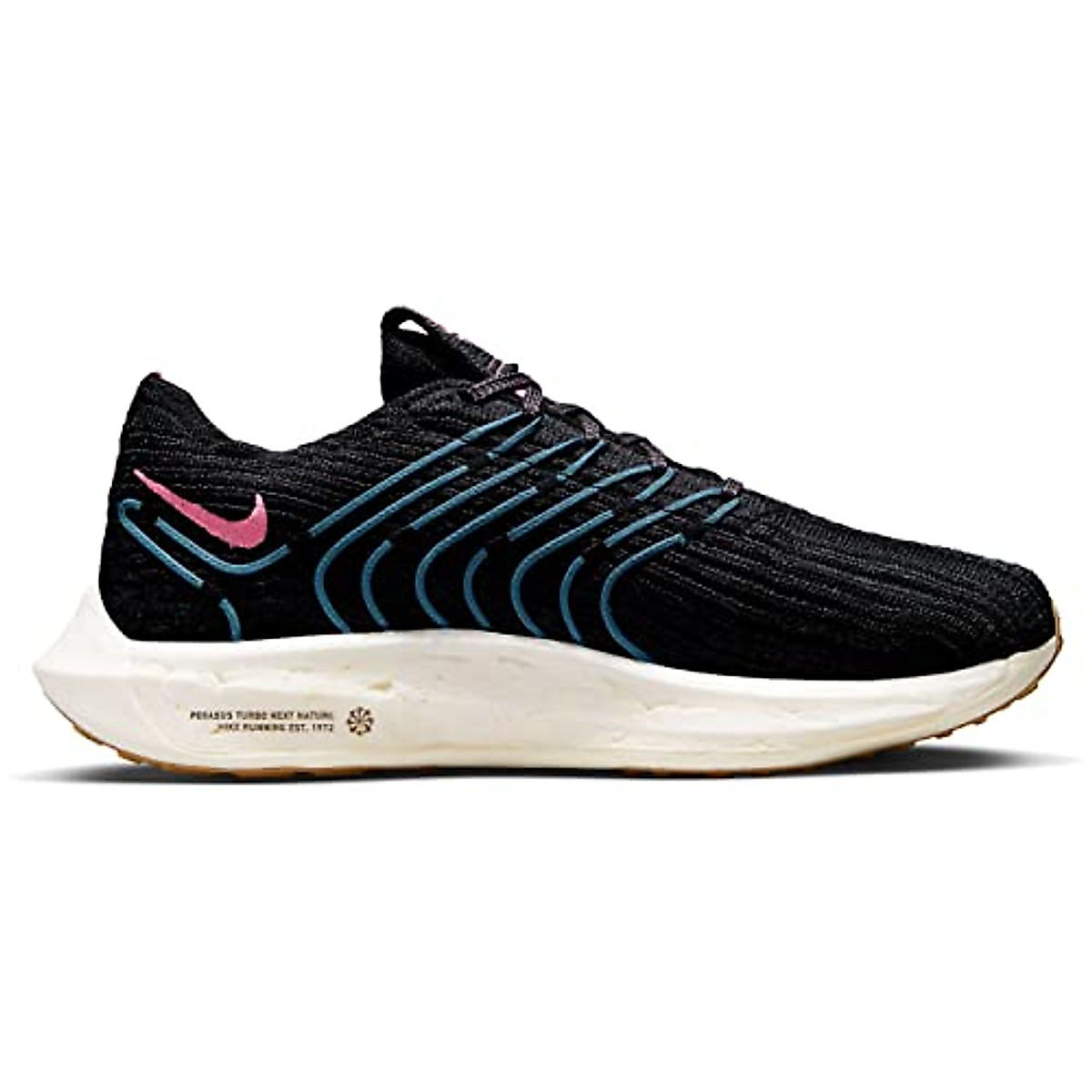 Nike Women's Pegasus Turbo Running Shoe (Black/White/Anthracite/Aqua, us_Footwear_Size_System, Adult, Women, Numeric, Medium, Numeric_8_Point_5)