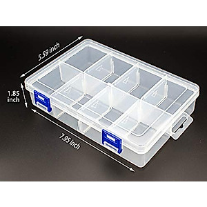 TOPINSTOCK Plastic Compartment Storage Box With Adjustable Divider Removable Grid Compartment for Jewelry Small Accessories Hardware Fitting (8 Grids-Large x 1 Pack)