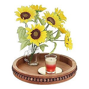 Creekview Home Emporium Rustic Wood Tray Centerpiece Tray - 16in Large Decorative Round Wooden Tray for Decor or Serving