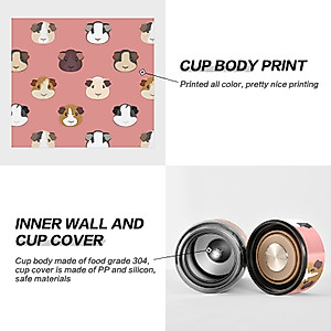 Glaphy Cartoon Guinea Pig Pink Water Bottle, BPA-Free, Stainless Steel, 17 oz Insulated Water Bottles Kids, for School, Office, Gym, Sports, Travel, 500ml