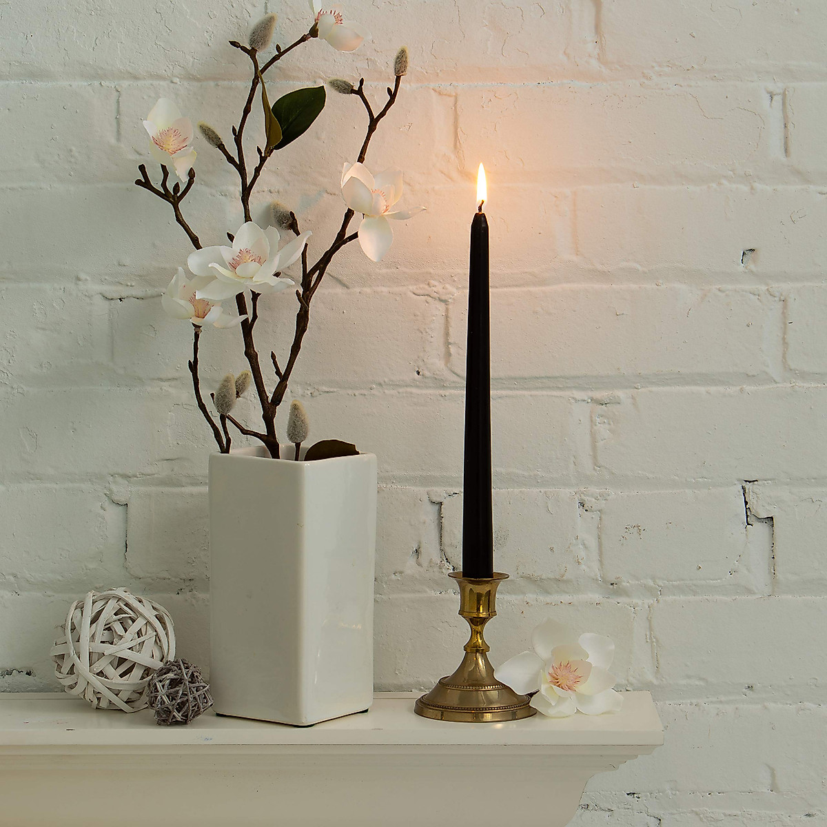 Unscented Black Taper Candles for Home – 10 Inch Tall Clean Burning Candlesticks | Perfect for Weddings, Parties, Home Décor | 12 Pack