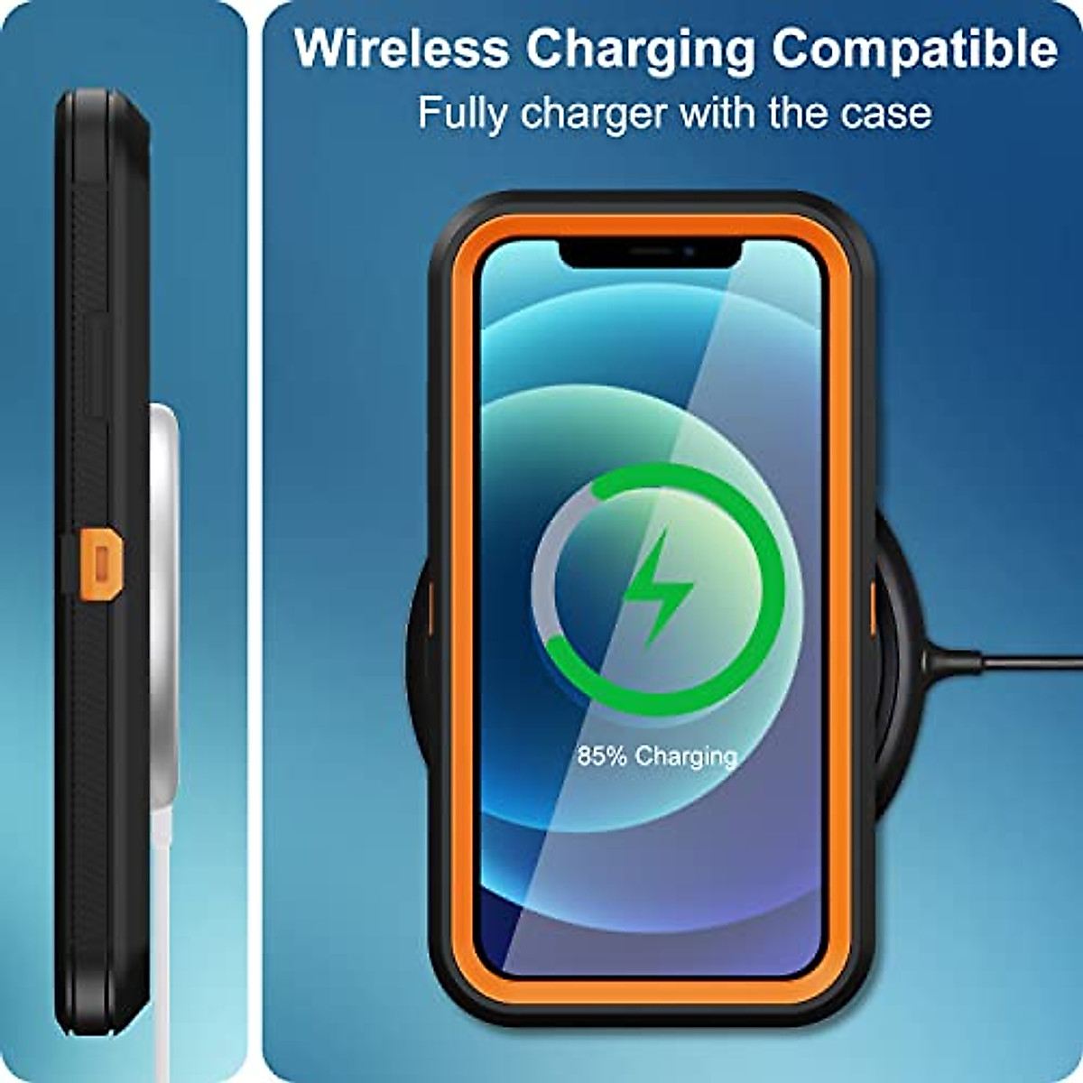 Aimoll-88 for iPhone 12 Case, iPhone 12 Pro Case, with Built in Screen Protector Heavy Duty Drop Protection Shockproof Dust Proof Protective Phone Cover for Apple iPhone 12/12 Pro (Black/Orange)