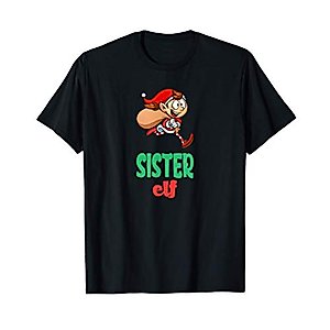 Women's Festive Matching Family Christmas Gift Sister Elf T-Shirt